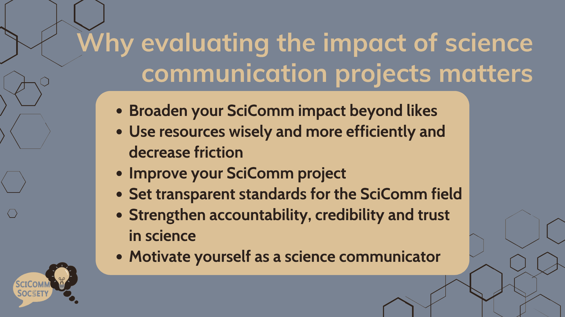 Why evaluating science communication projects matters